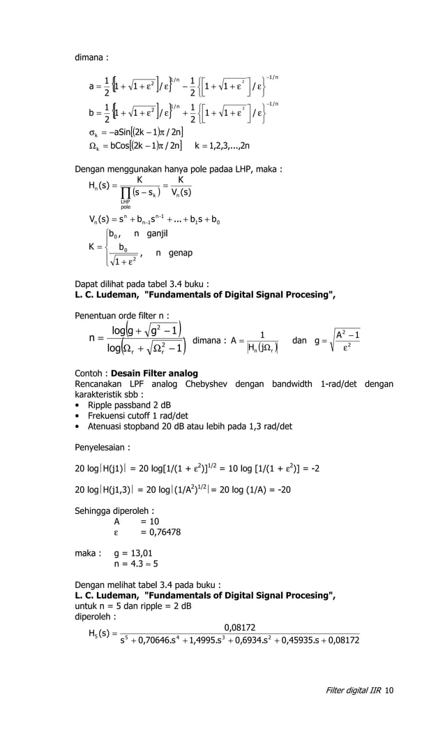 Design Filter IIR | PDF
