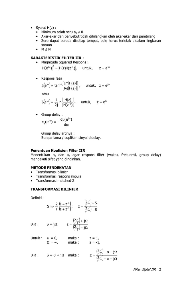 Design Filter IIR | PDF