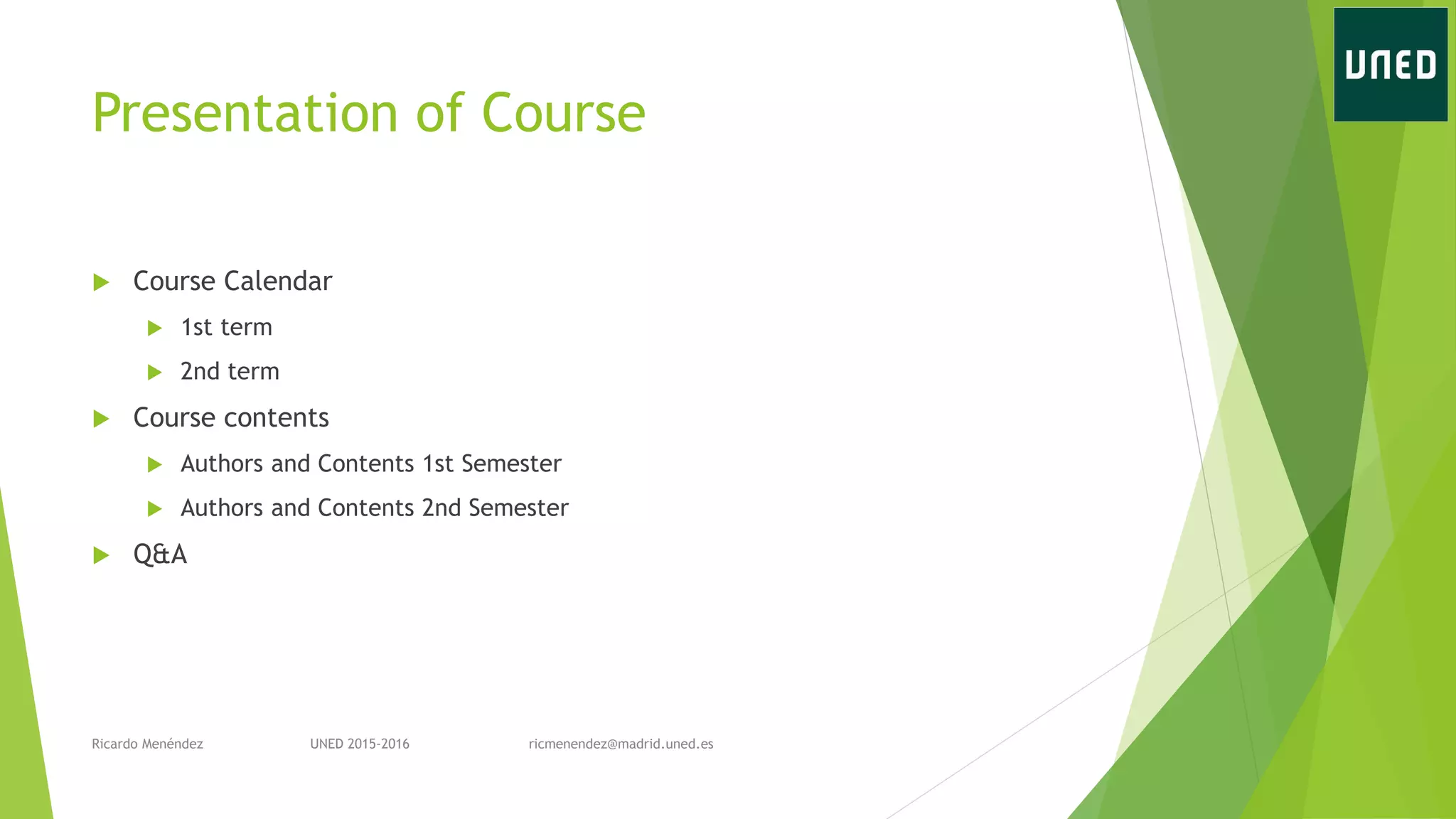 UNED American Literature I: Presentation | PDF