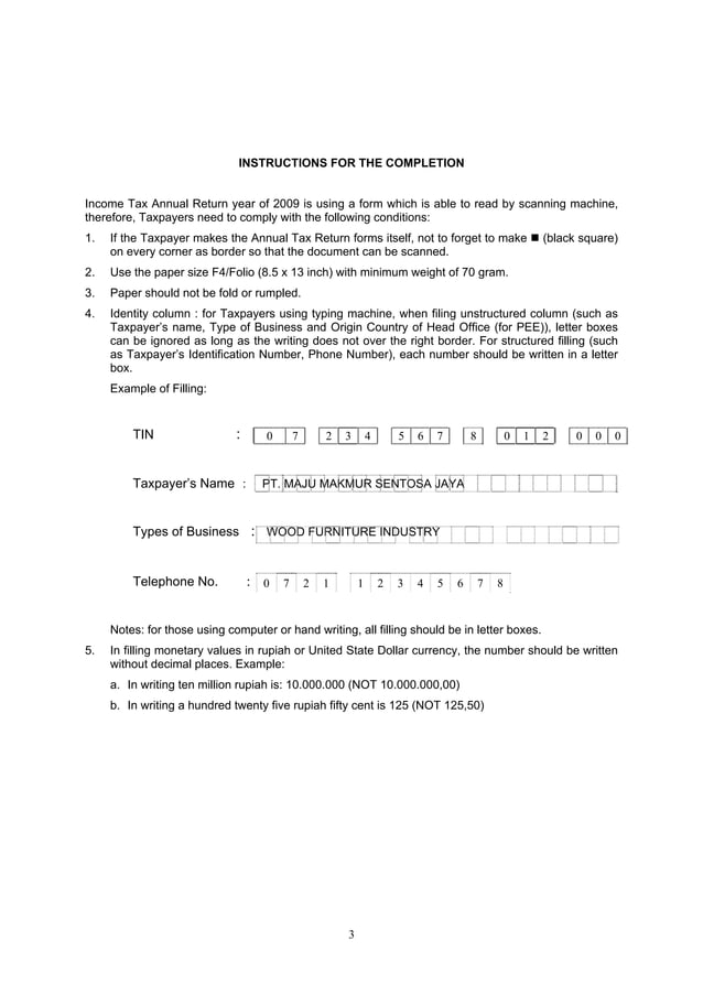 INSTRUCTION FOR THE COMPLETION OF INCOME TAX RETURN FOR CORPORATE ...