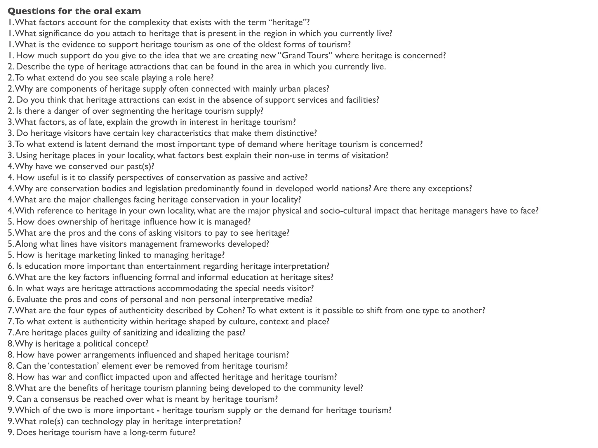 Heritage management - 00 oral exam | PDF