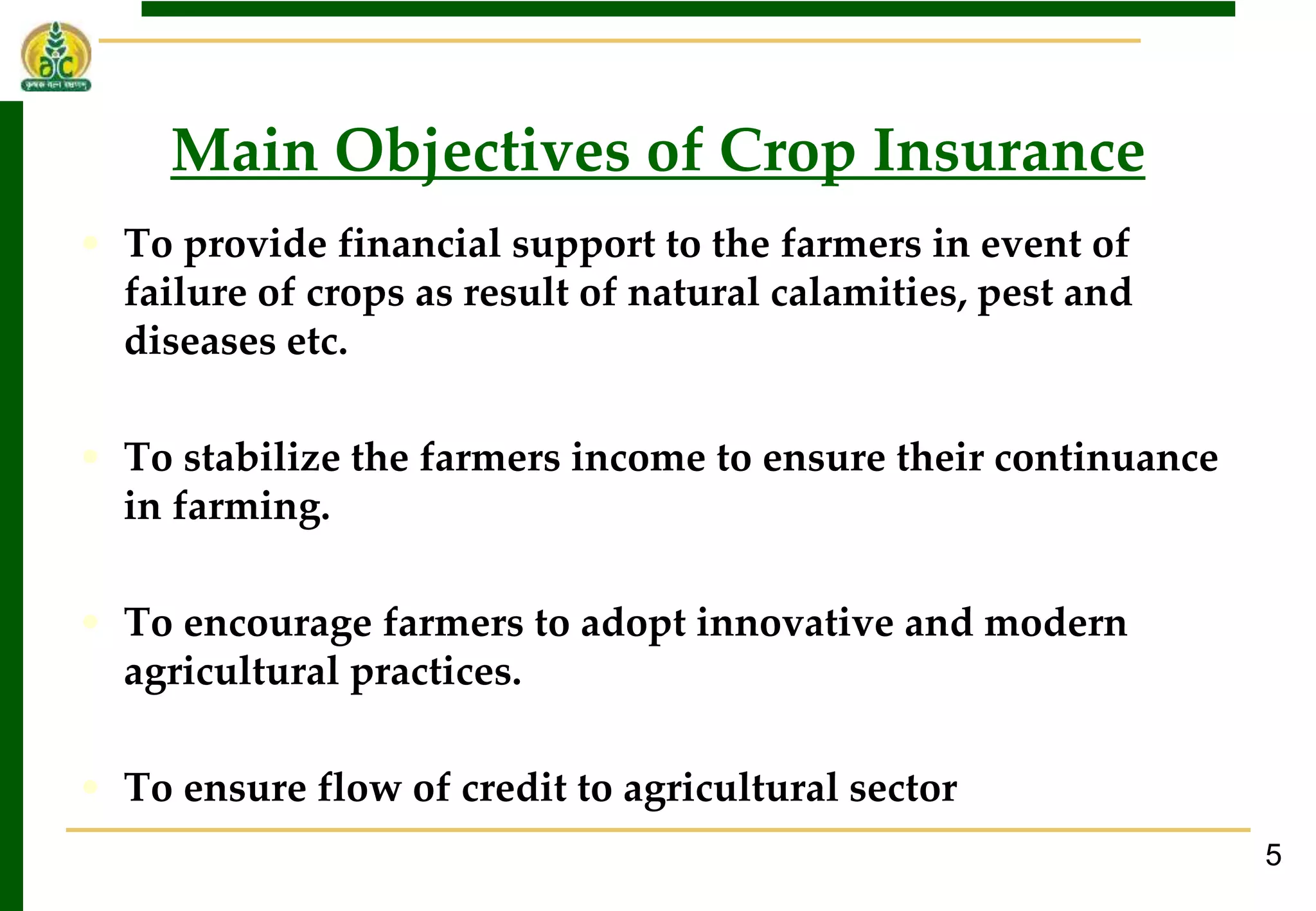 Crop and Livestock Insurance schemes: Coverage & procedures, loss ...