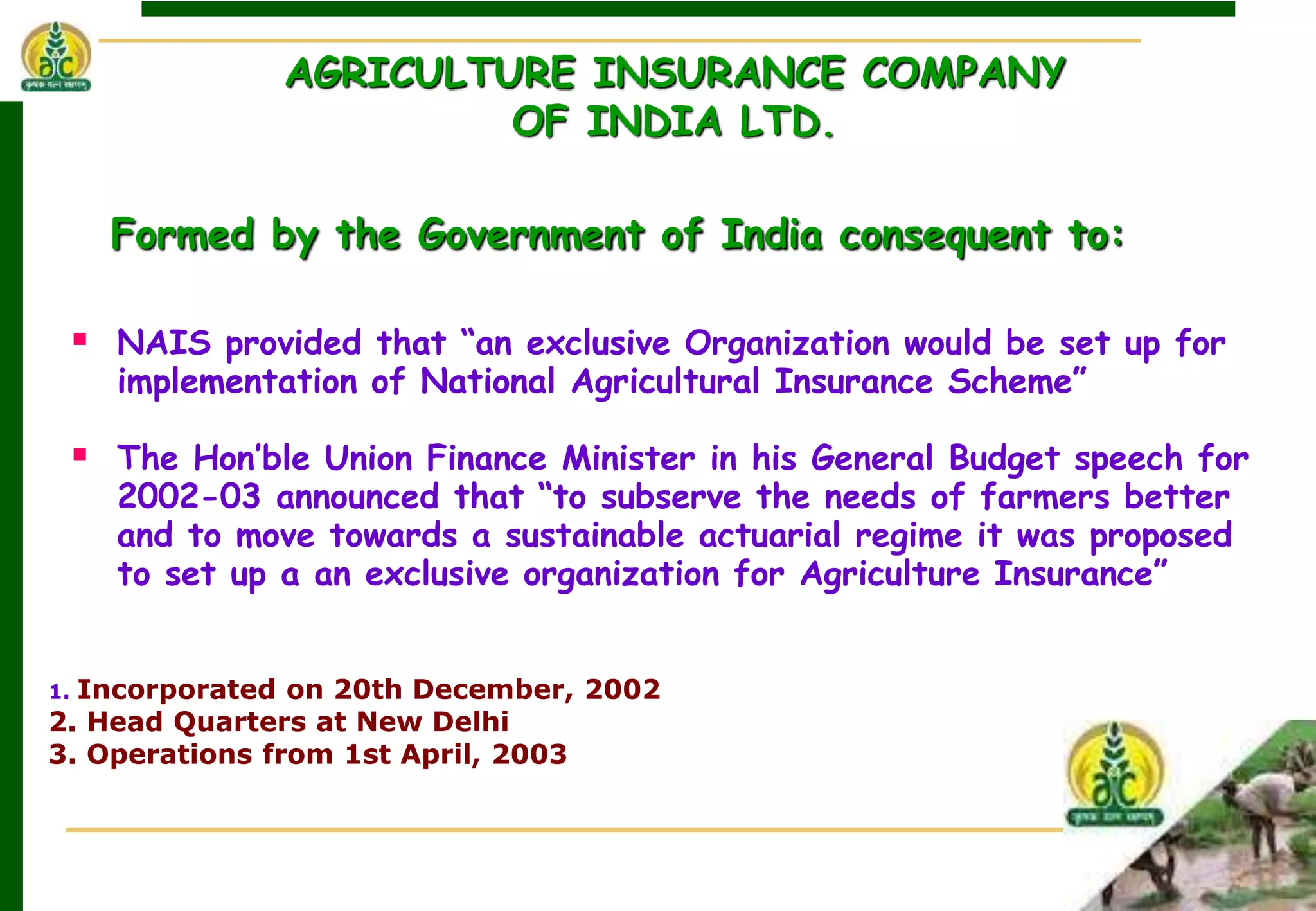 Crop and Livestock Insurance schemes: Coverage & procedures, loss ...