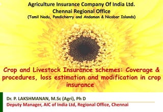 Crop and Livestock Insurance schemes: Coverage & procedures, loss estimation and modification in ...