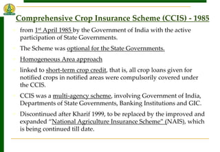Crop and Livestock Insurance schemes: Coverage & procedures, loss ...