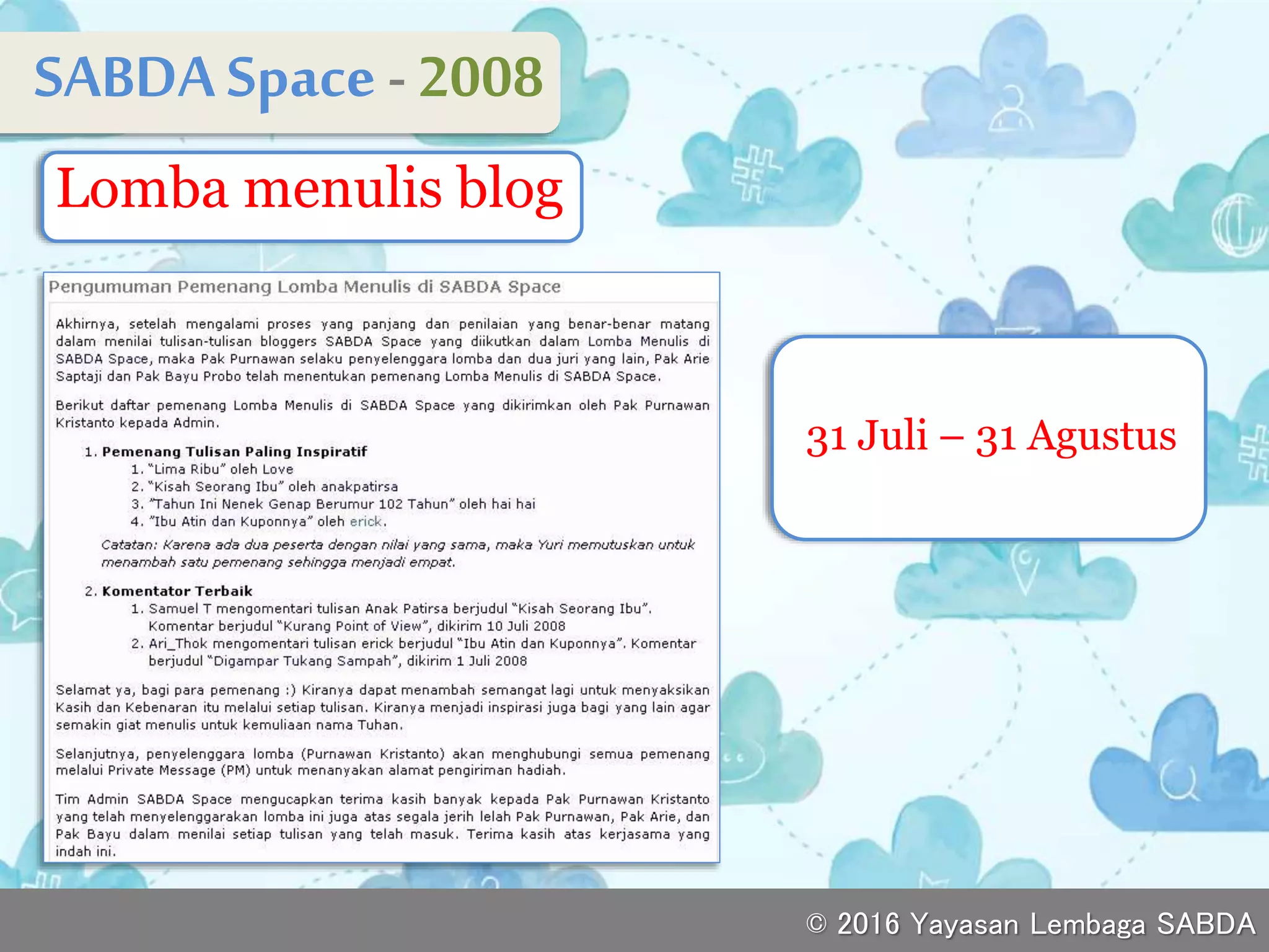 Kilas balik SABDA Space | PPTX