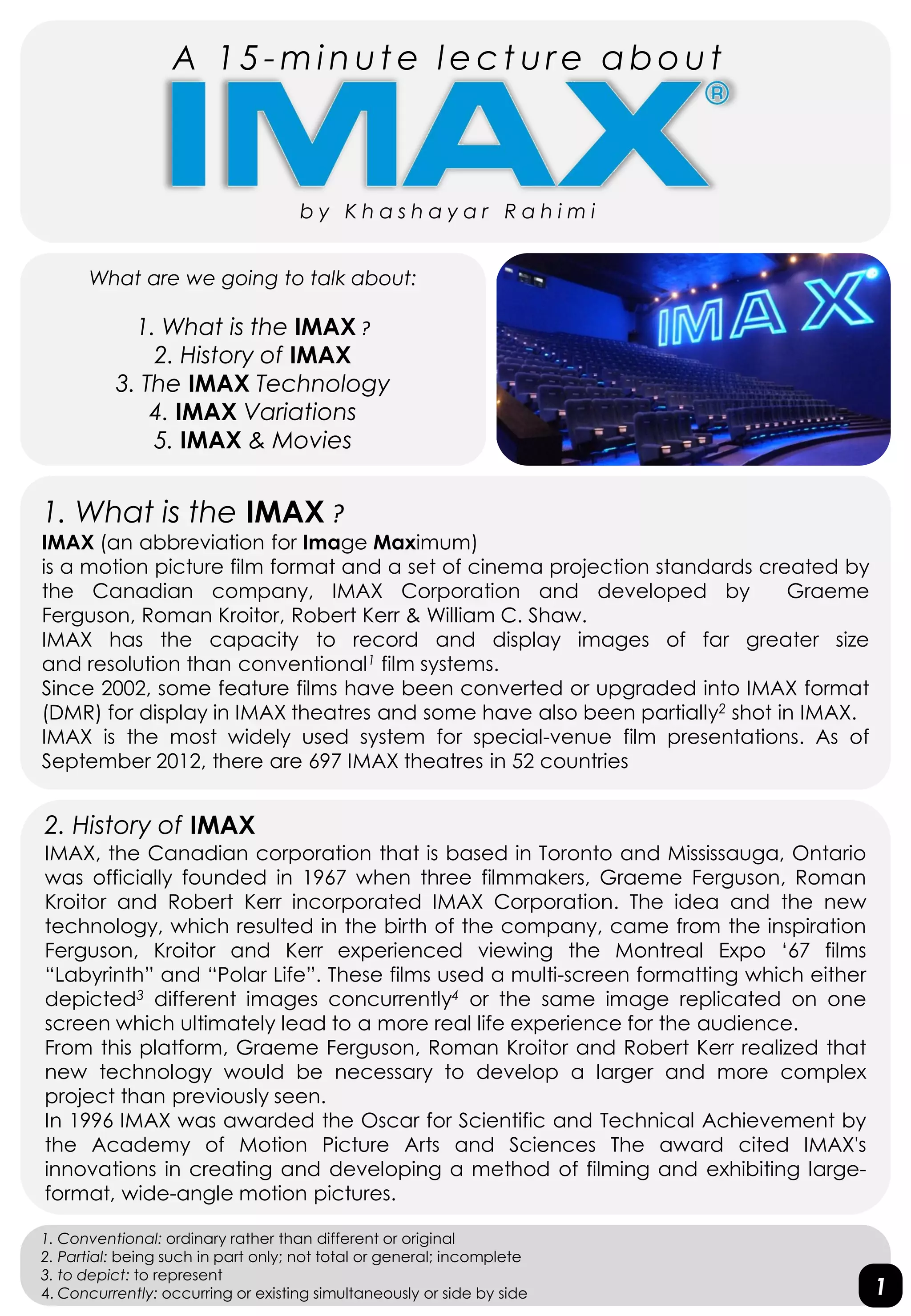 IMAX: A Brief Introduction | PDF