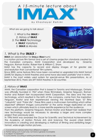 IMAX: A Brief Introduction | PDF