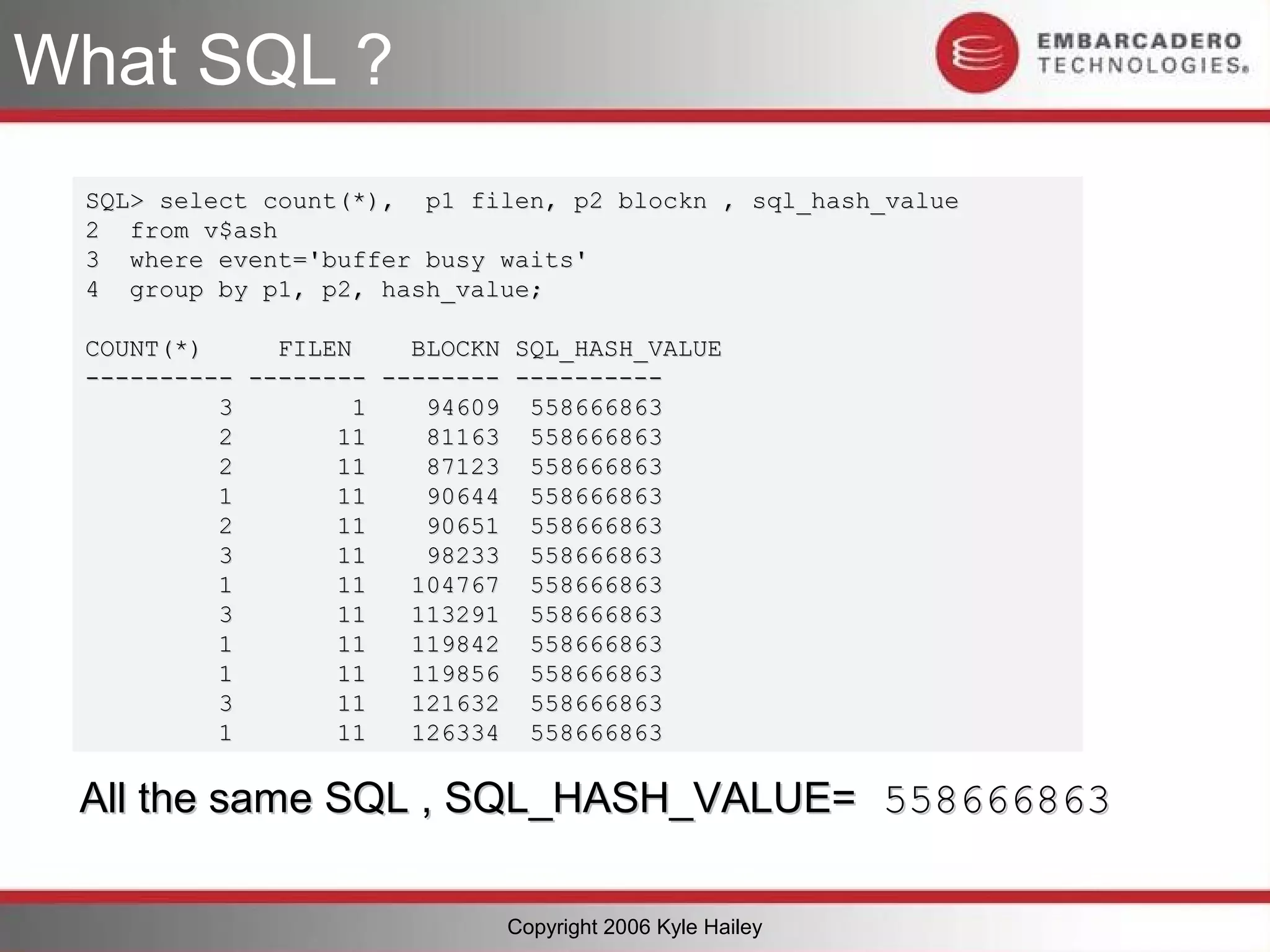 Oracle 10g Performance: chapter 00 sampling | PPT