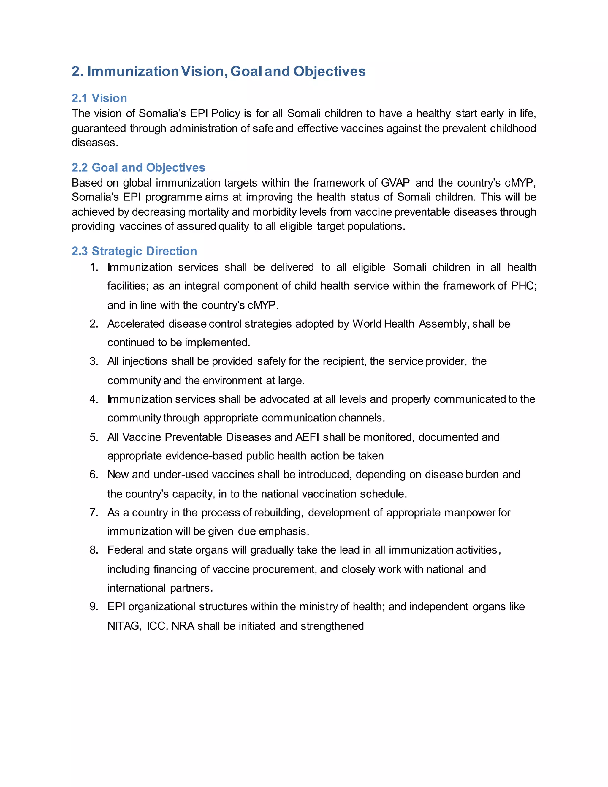 national immunisation policy somalia | DOCX