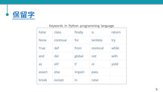 TQC+ 程式語言 Python 01：變數與輸出入 | PPTX | Programming Languages | Computing