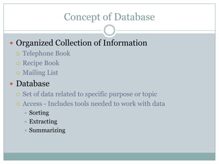 01.01 introduction to database | PPTX | Databases | Computer Software ...