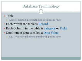01.01 introduction to database | PPTX | Databases | Computer Software ...
