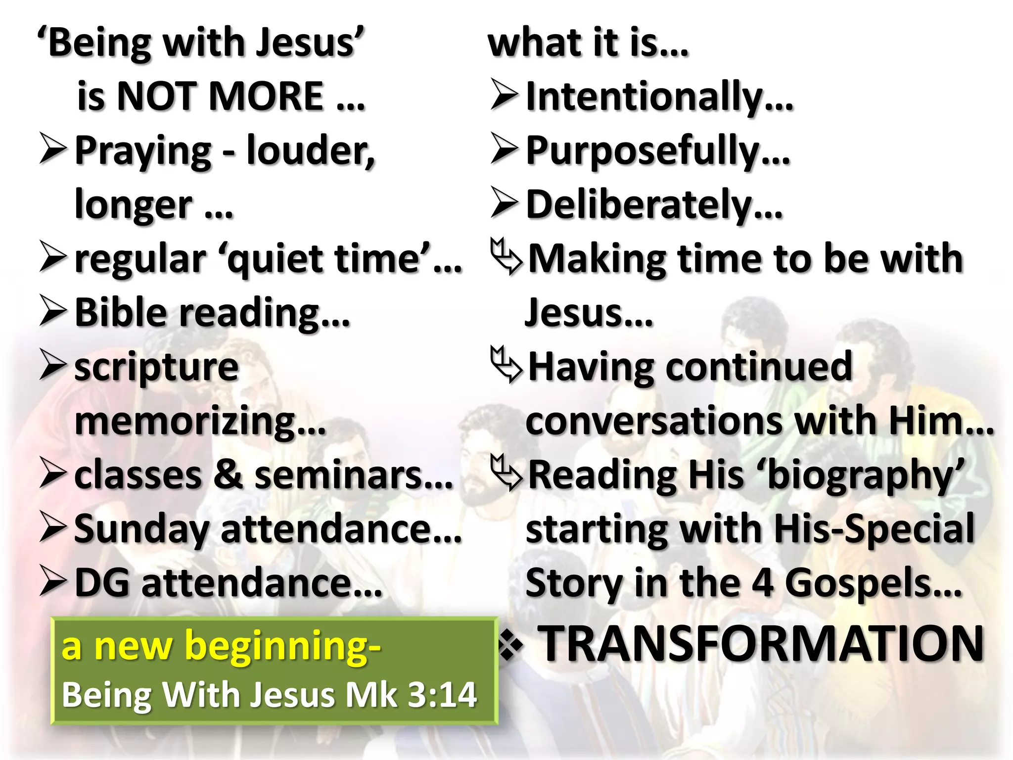 01 03 new beginning - being with jesus mark 3 14-15 final | PDF