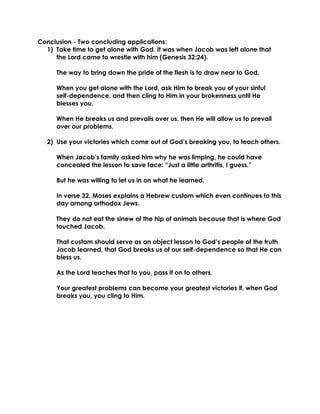 01-06-19, Genesis 32;24-32, Transformed, Jacob Wrestles With God | PDF