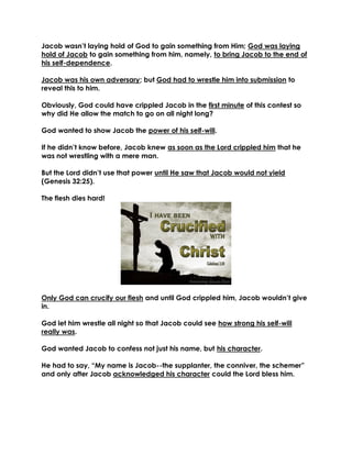 01-06-19, Genesis 32;24-32, Transformed, Jacob Wrestles With God | PDF