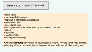 FS English Level 2 - July 1, 2023 (Reading: Organisational features). | PDF