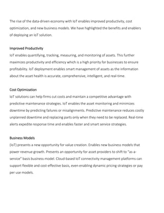 Benefit and Enablers of Deploying IoT Solution | PDF