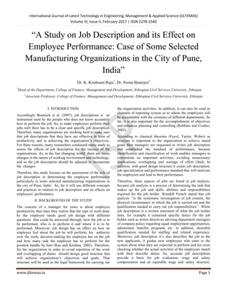 A Study on Job Description and its Effect on Employee Performance: Case ...