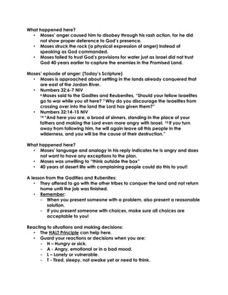 01-12-20, Numbers 32-36, Lessons From Moses | PDF