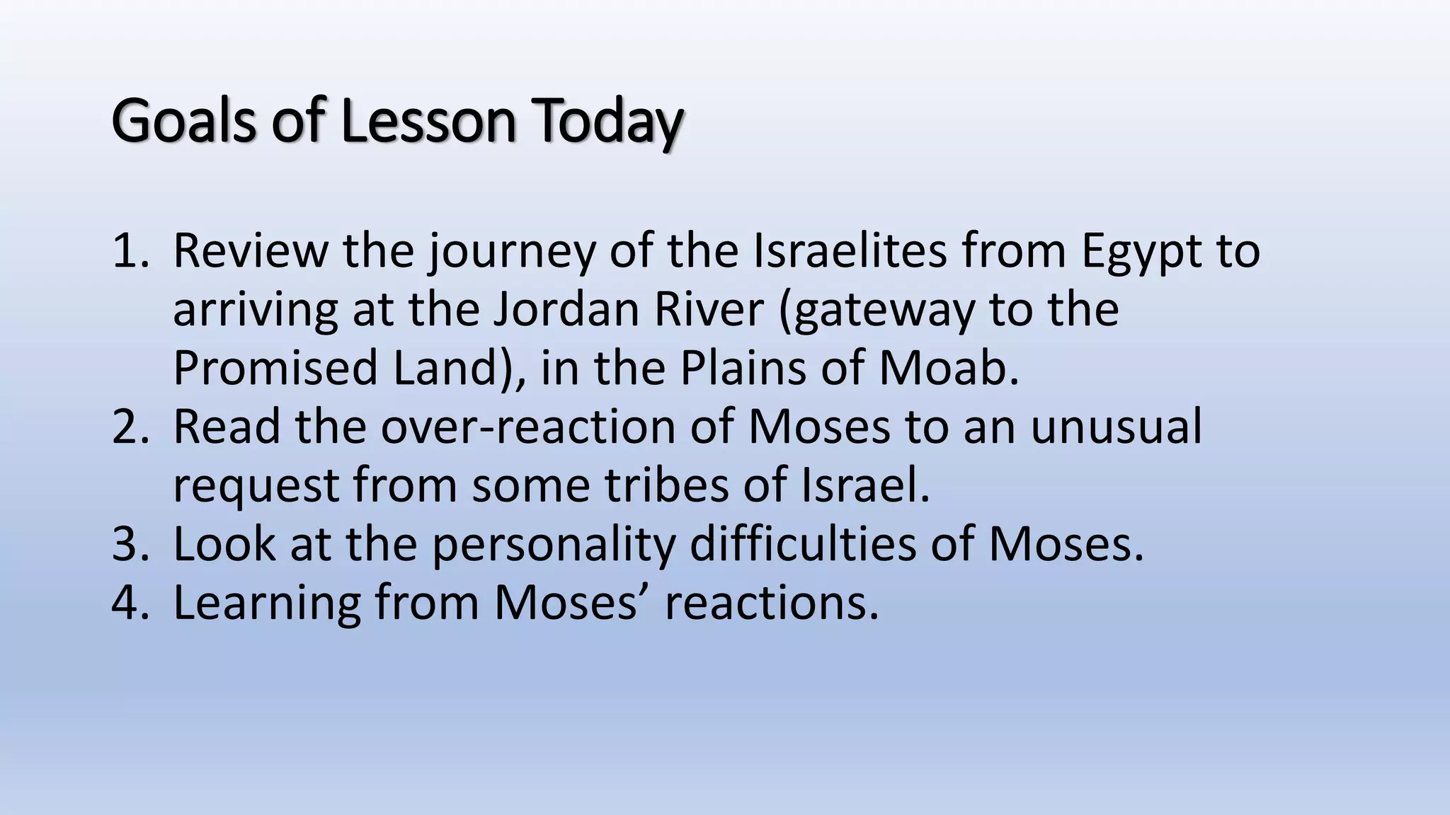 01-12-20, Numbers 32-36, Lessons From Moses | PDF