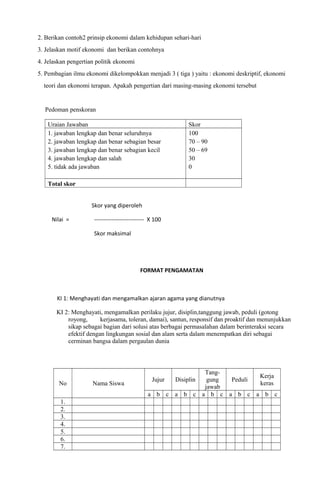 rpp ekonomi kd 3.1 dan 4.1 | PDF