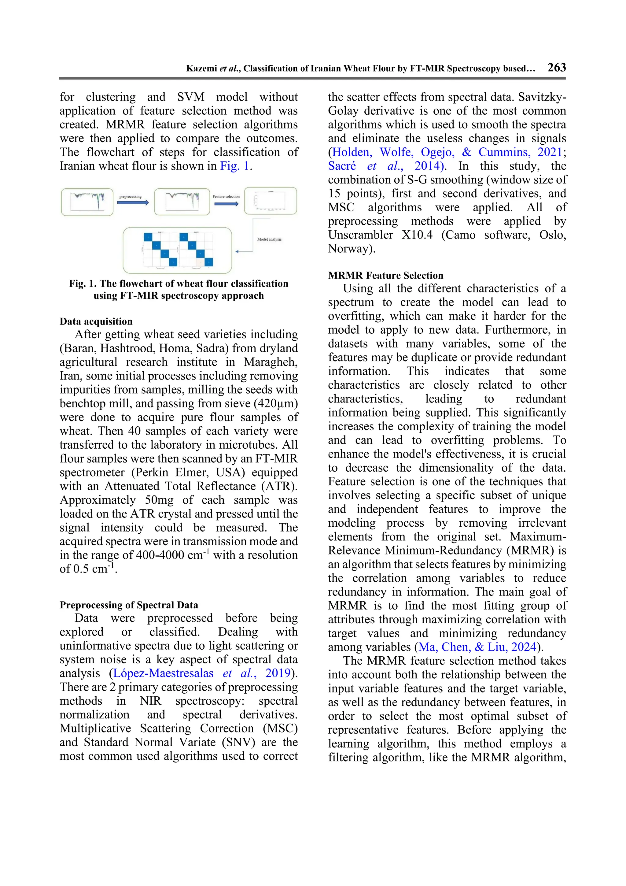 Classification of Iranian Wheat Flour by FT-MIR Spectroscopy based on Max-Relevance Min ...