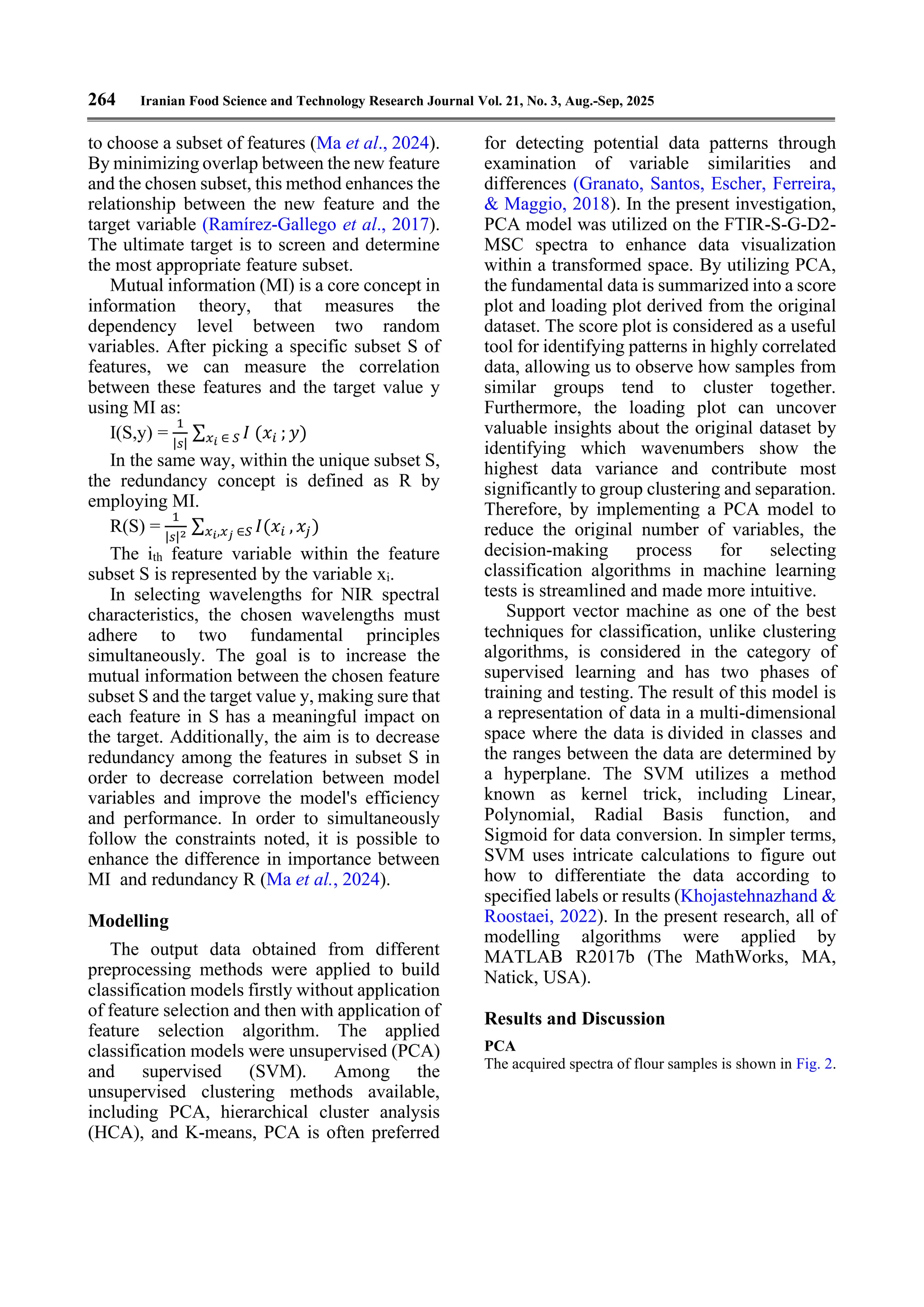 Classification of Iranian Wheat Flour by FT-MIR Spectroscopy based on Max-Relevance Min ...
