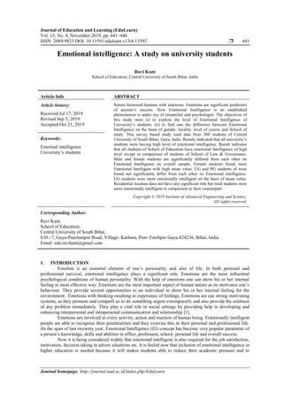 Emotional intelligence: A study on university students | PDF