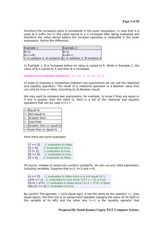 C++ revision tour | PDF