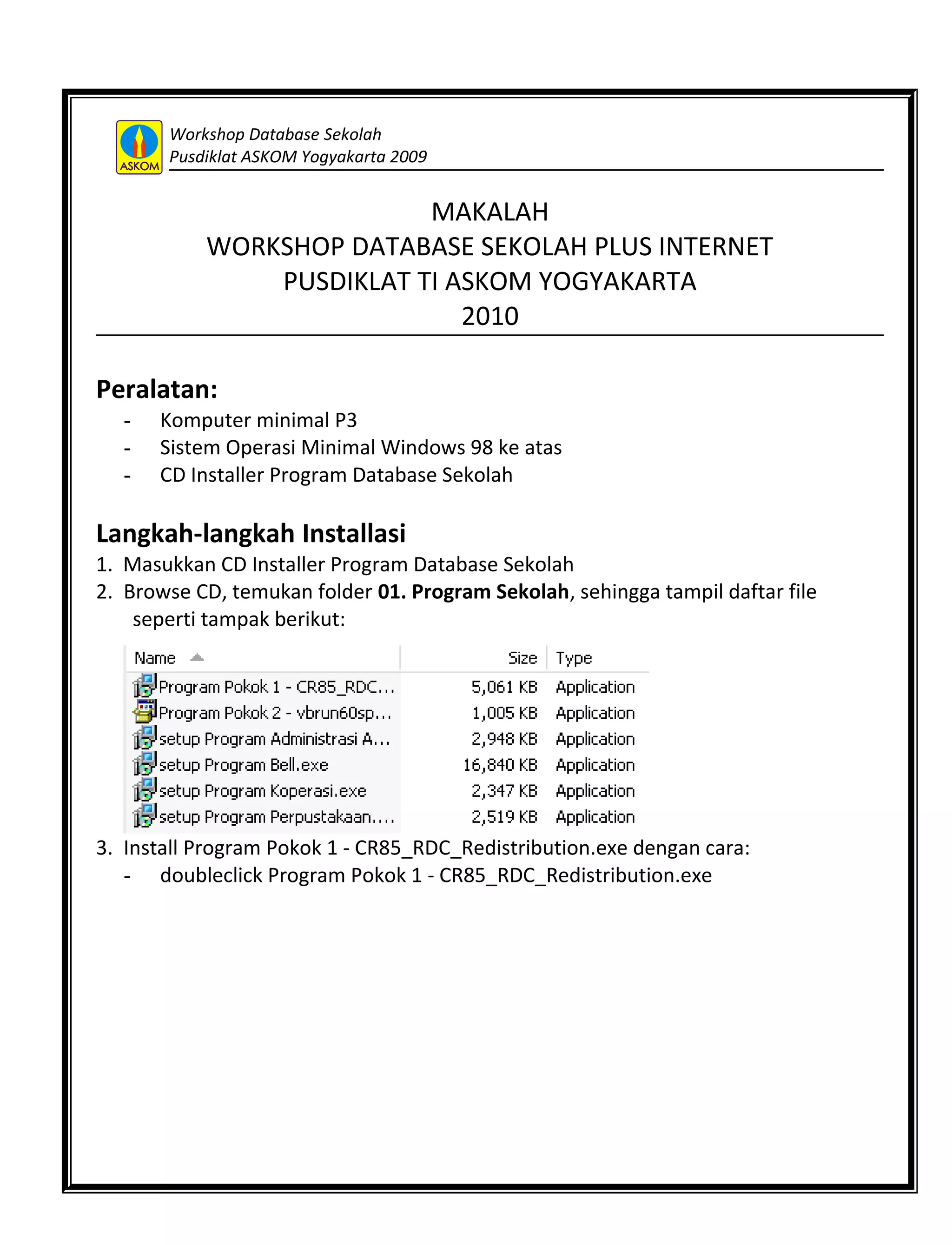 01. makalah workshop database sekolah | PDF