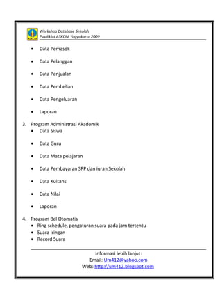 01. makalah workshop database sekolah | PDF