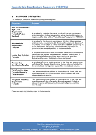 Example data specifications and info requirements framework OVERVIEW | PDF