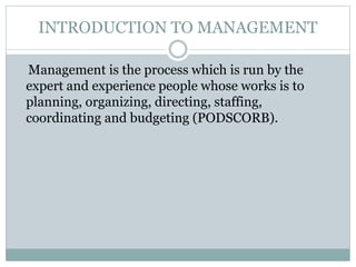 01.introduction of management | PPTX | Business Administration | Business