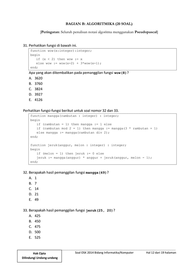 01. soal osk komputer 2014 | PDF