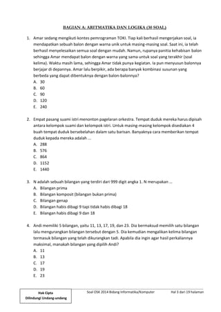 01. soal osk komputer 2014 | PDF