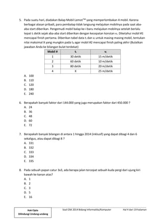 01. soal osk komputer 2014 | PDF