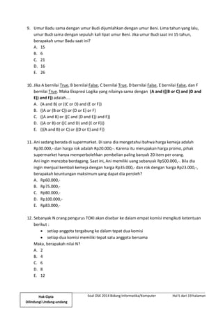01. soal osk komputer 2014 | PDF