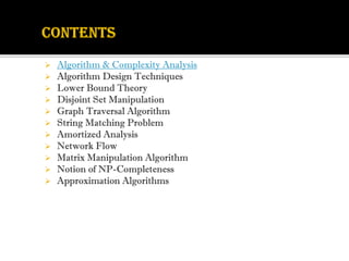 01. design & analysis of agorithm intro & complexity analysis | PPT