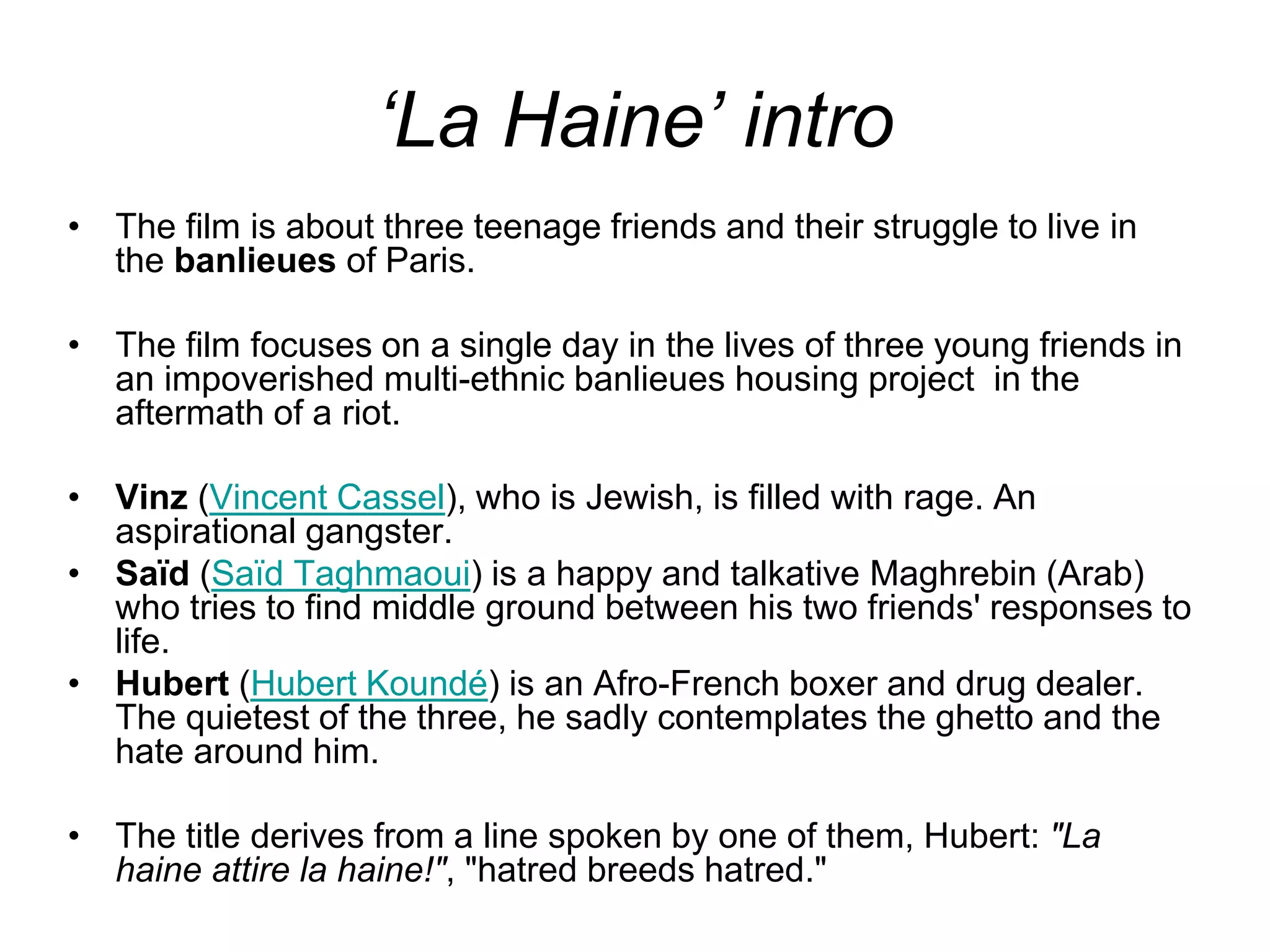 La Haine Intro | PPTX