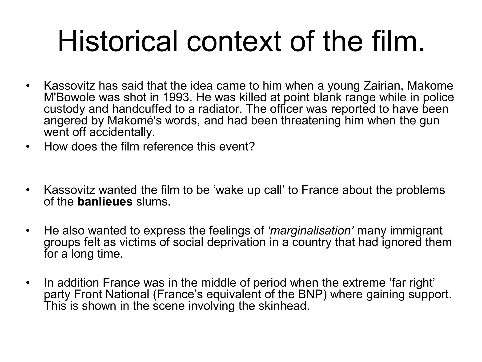 La Haine Intro | PPTX