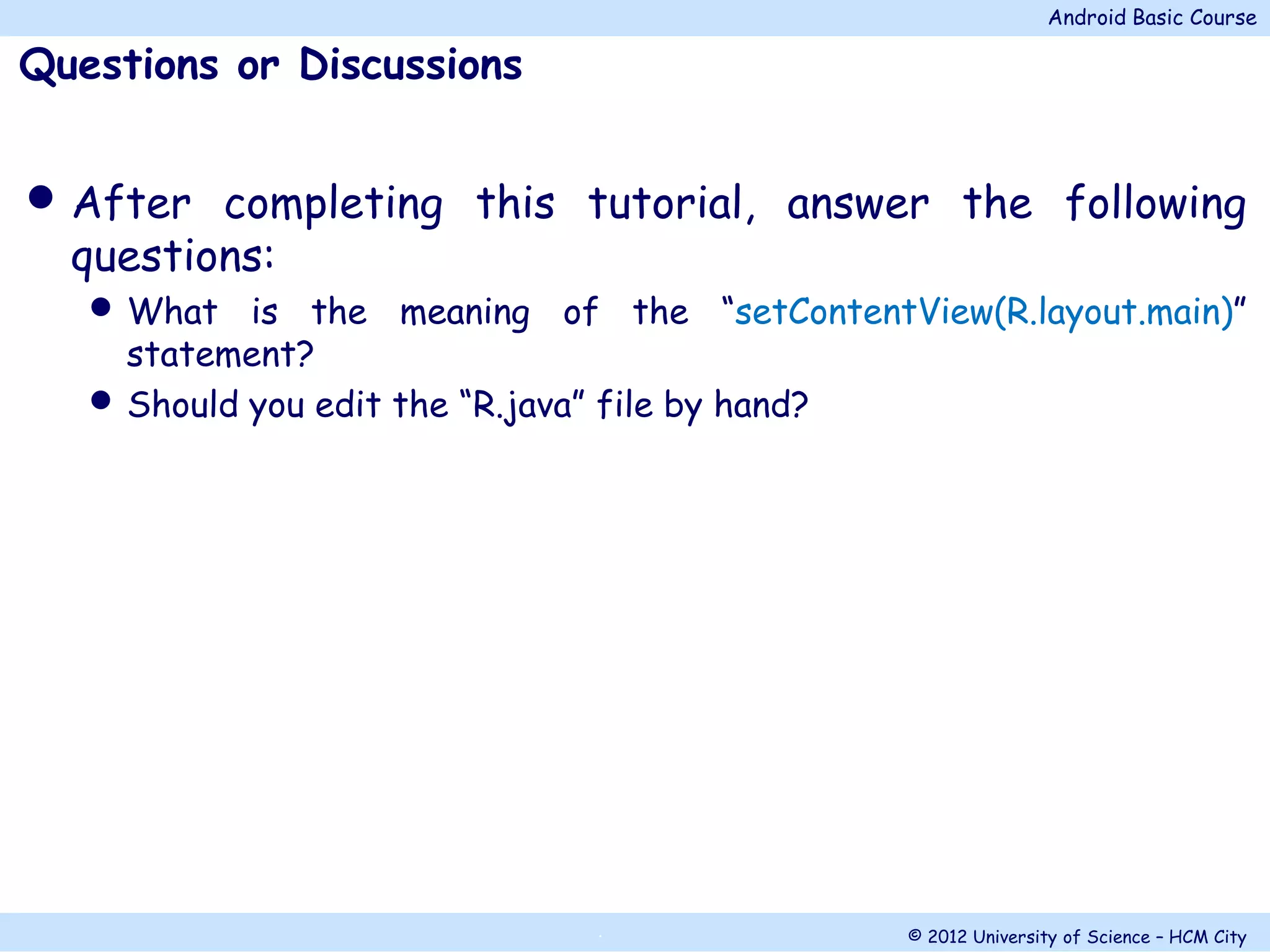 Android Development 1: Hello World | PPT