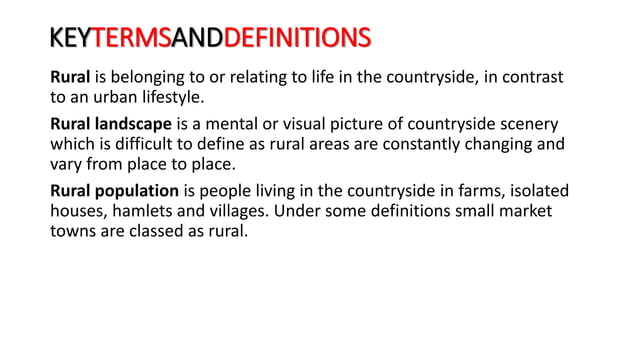 CAMBRIDGE AS GEOGRAPHY REVISION: SETTLEMENTS - 6.1 CHANGES IN RURAL SETTLEMENTS | PPTX