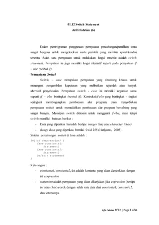 01.12 JAVA SE_switch statement | PDF