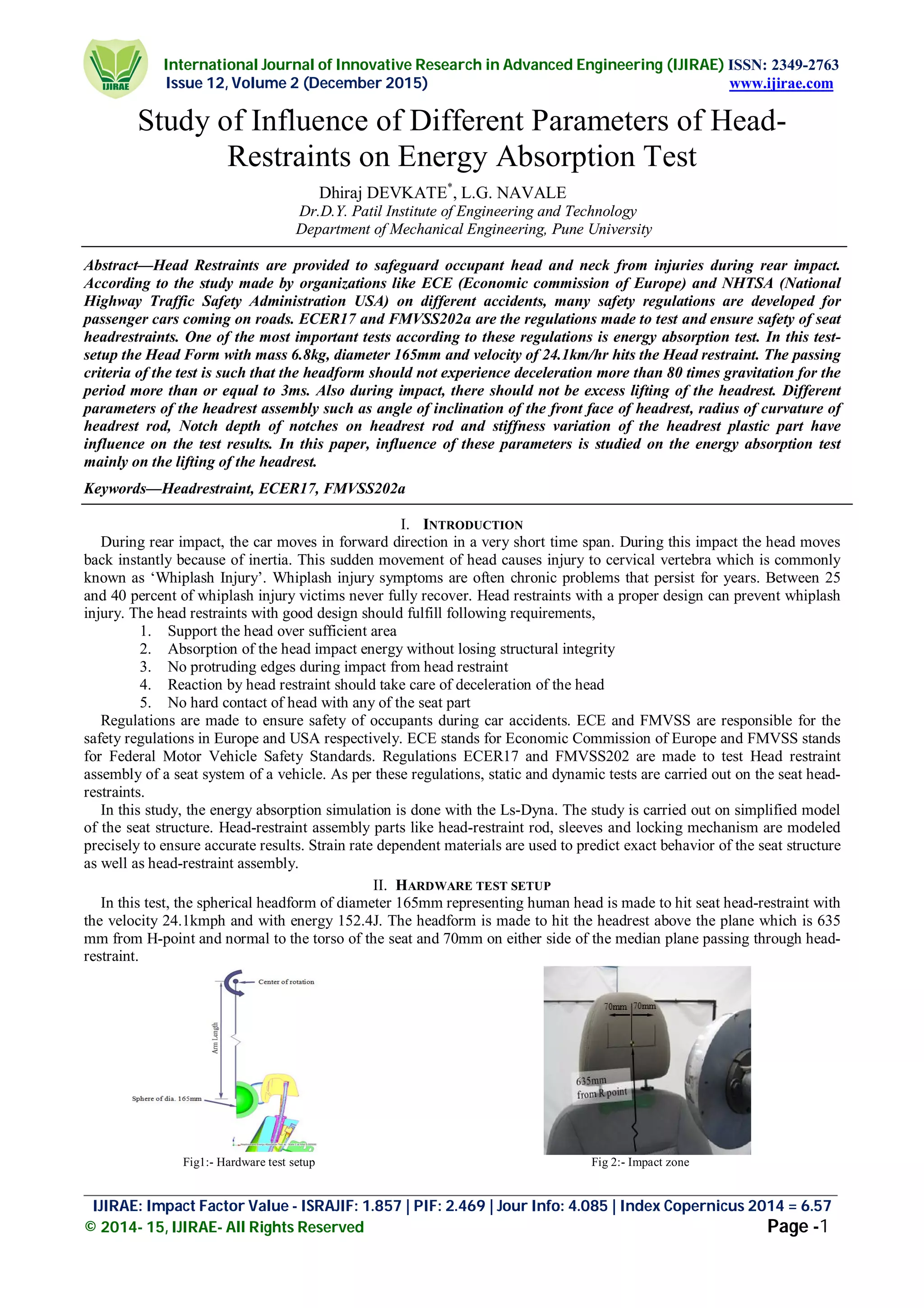Study of Influence of Different Parameters of Head- Restraints on ...