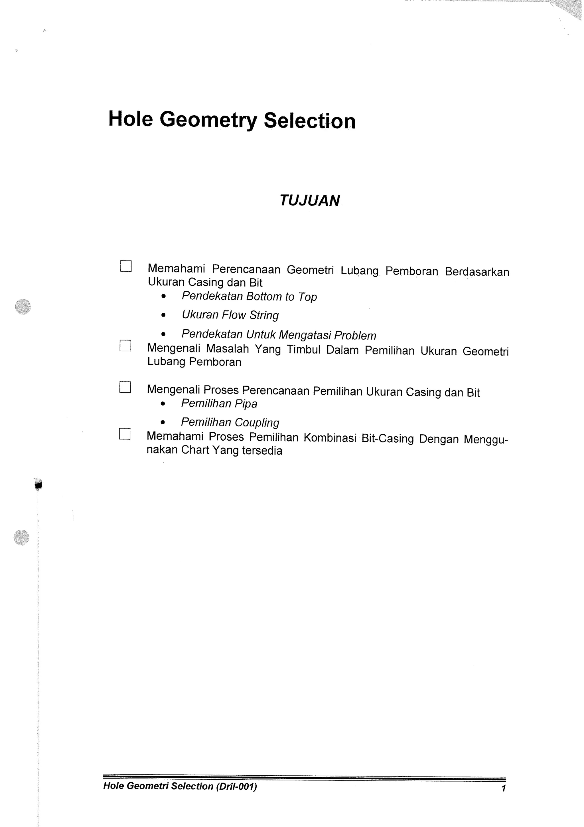 01. hole geometry selection | PDF