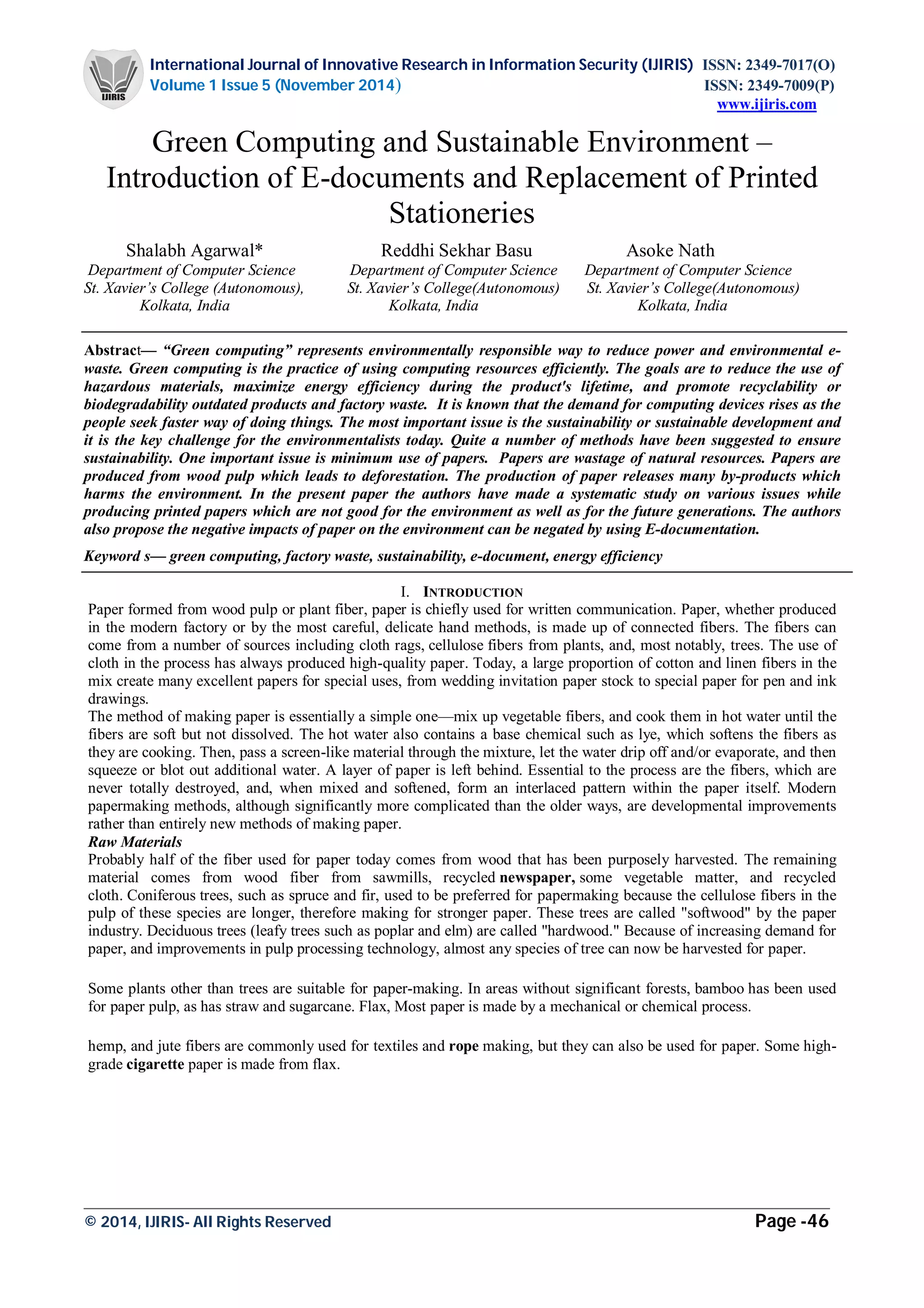 Green Computing and Sustainable Environment – Introduction of E ...