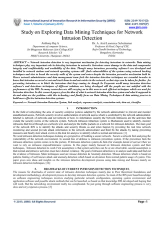 Study on Exploring Data Mining Techniques for Network Intrusion Detection | PDF