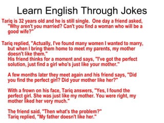 Learn English Through Jokes With Mr Tariq | PPT
