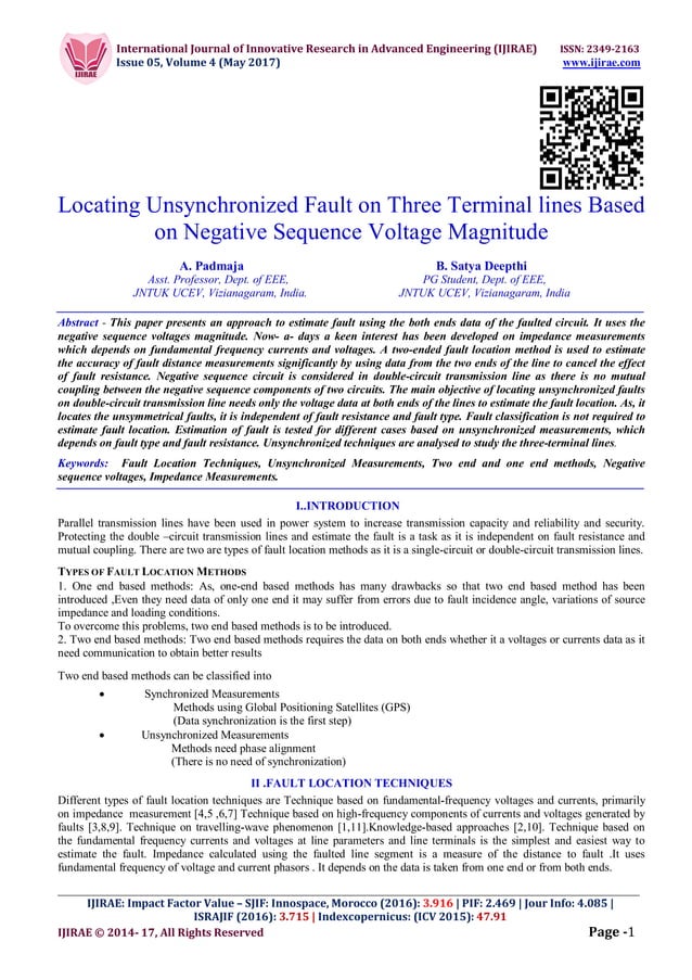 Locating Unsynchronized Fault on Three Terminal lines Based on Negative Sequence Voltage ...